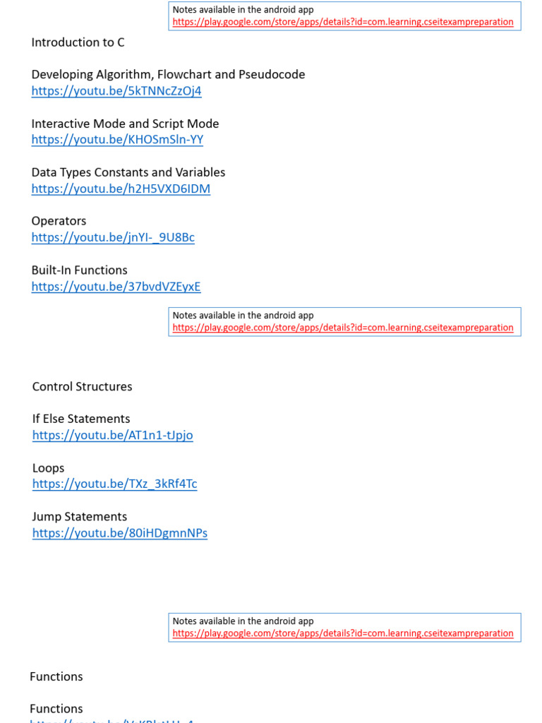 Computer Programming C Important Questions (CS25C01) Notes | PDF ...
