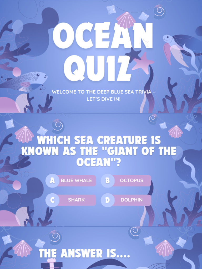 Blue Playful Illustrative Cartoon Ocean Quiz Presentation | PDF
