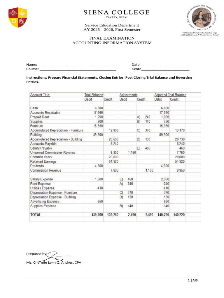 Final Exam: Accounting Info Systems | PDF