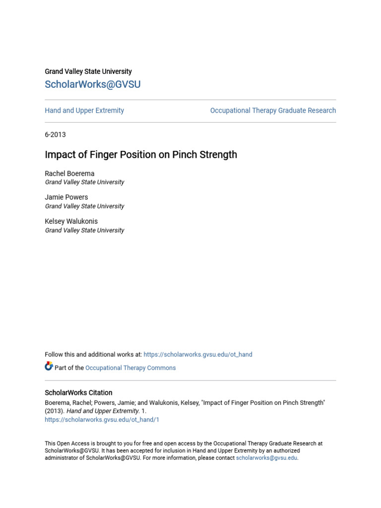 Impact of Finger Position on Pinch Strength | PDF | Thumb | Limbs (Anatomy)