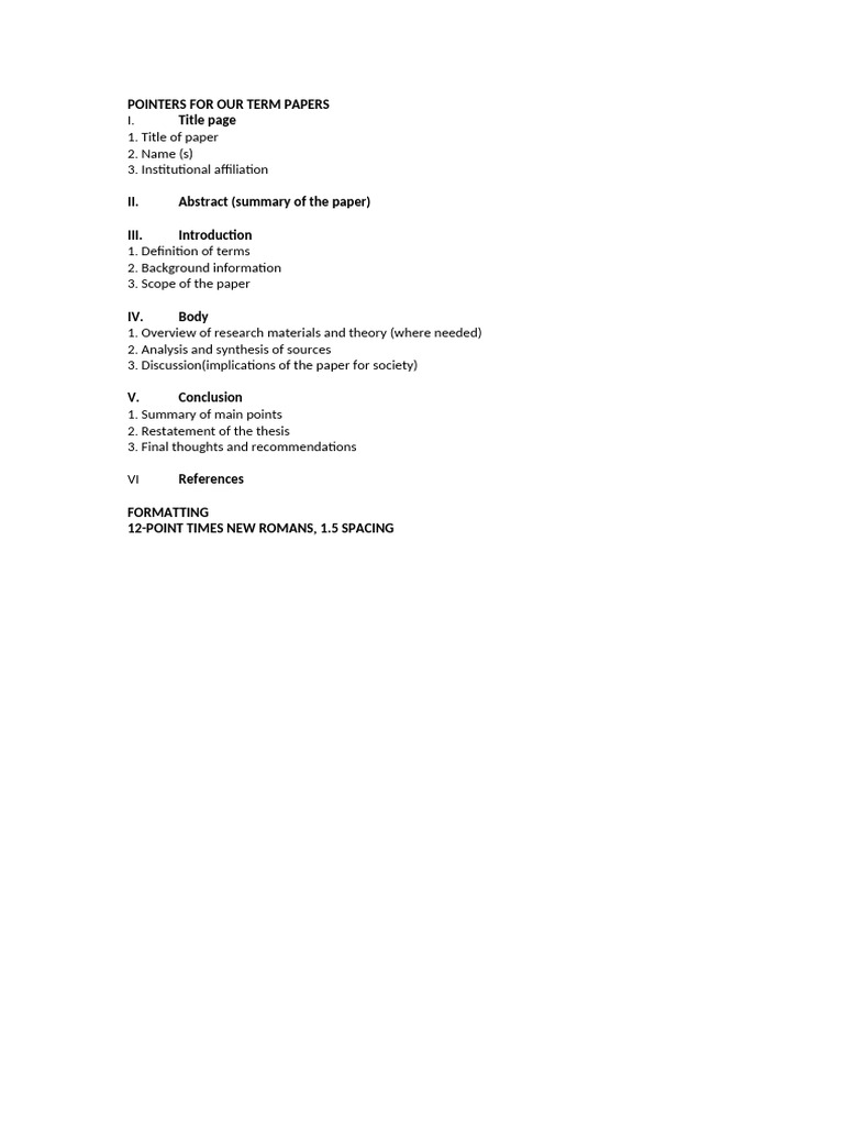 Term Paper Structure and Formatting Guide | PDF
