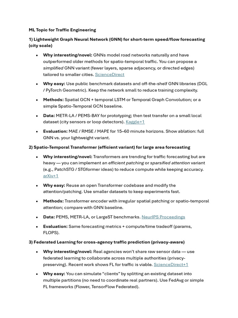 Topics - ML & Traffic Engineering | PDF