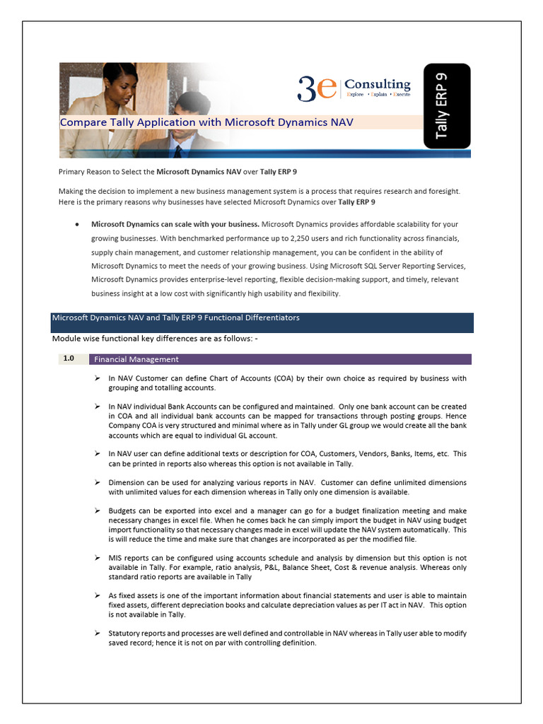 Microsoft Dynamics NAV vs Tally ERP 9 Benefits | PDF | Depreciation ...