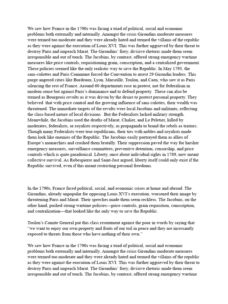 Girondins vs. Jacobins: France's 1790s Crisis | PDF | French Revolution ...