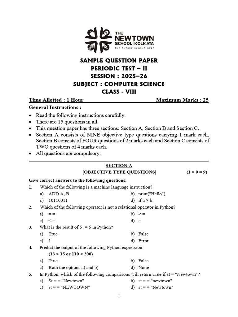 VIII_SQP_PT-II_Computer_Science_25-26_F_20251119034745205 (2) | PDF ...