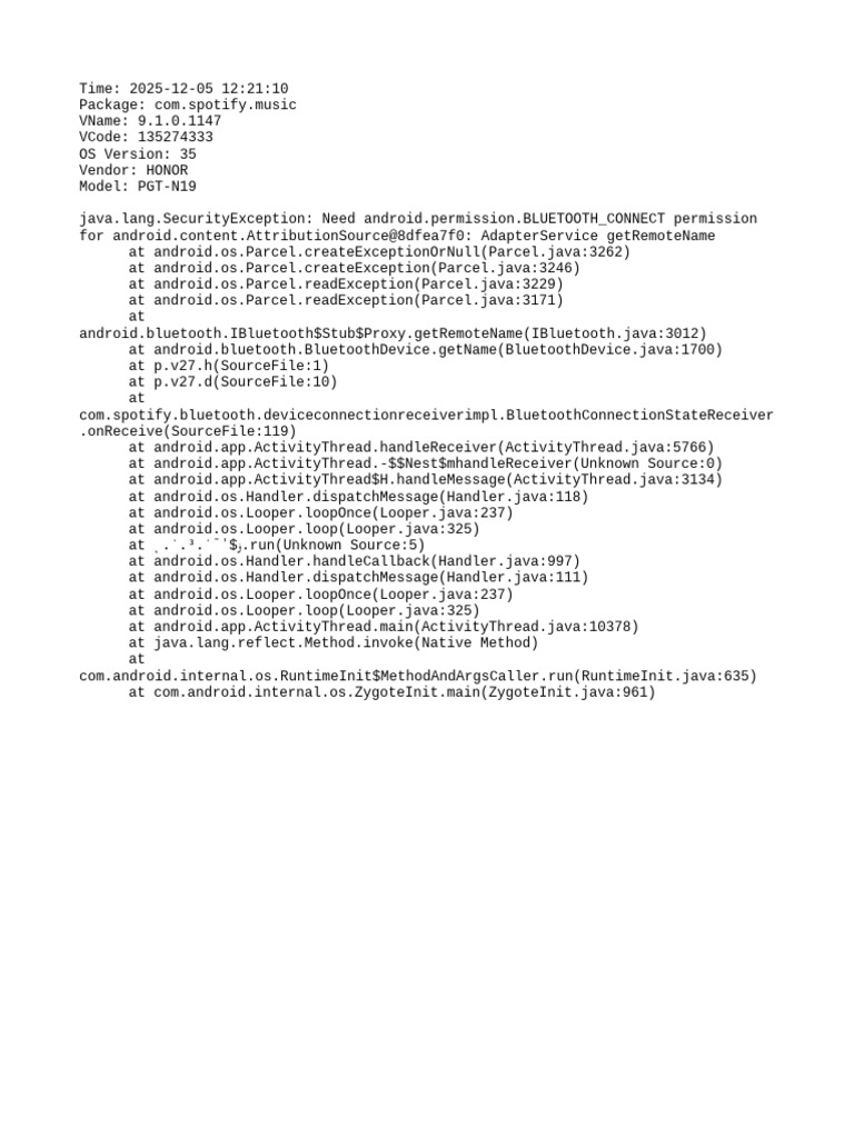 Spotify Bluetooth Permission Error | PDF