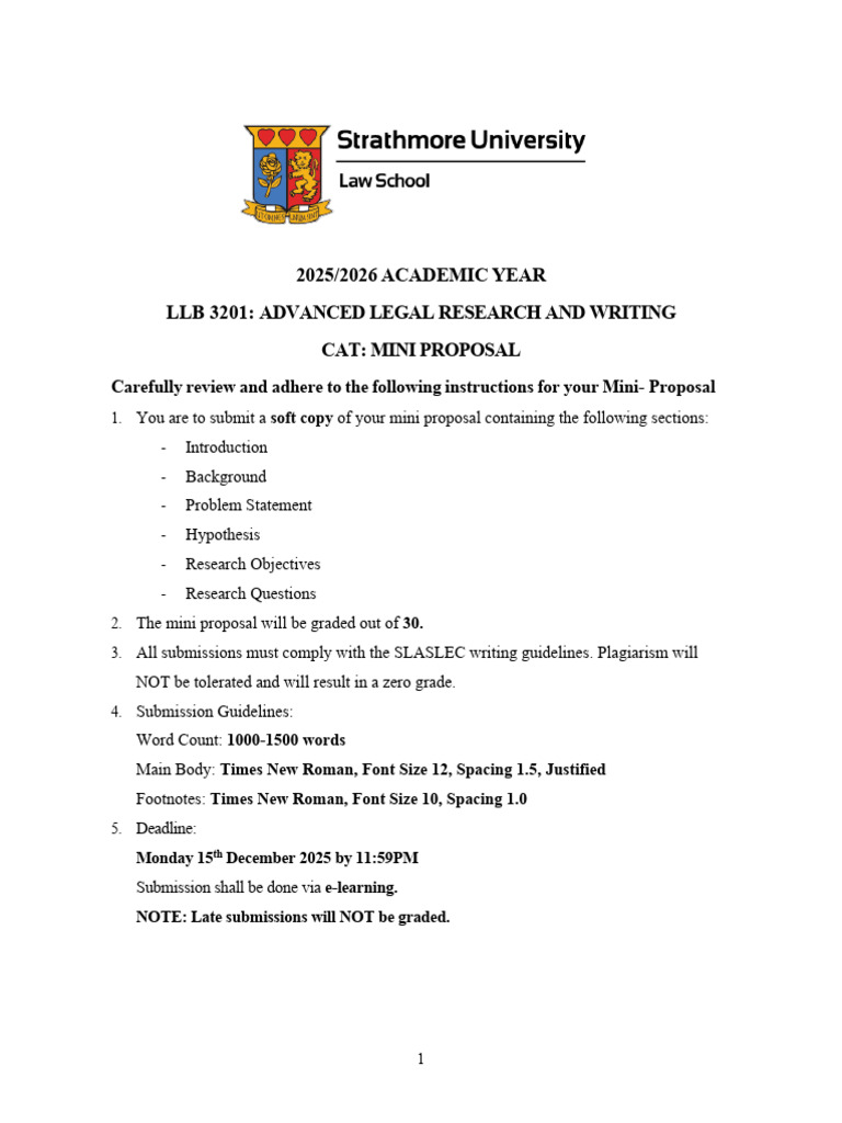 Mini Proposal Guidelines for LLB 3201 | PDF | Hypothesis | Methodology
