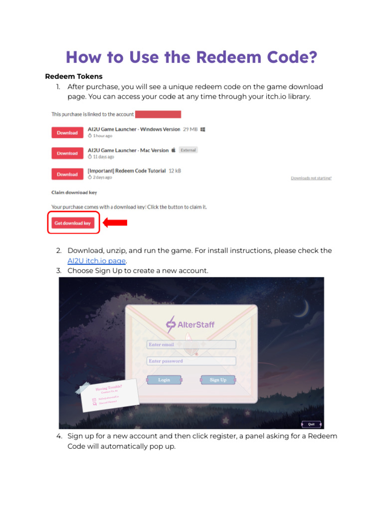 Itch.io - Redeem Code Tutorial | PDF