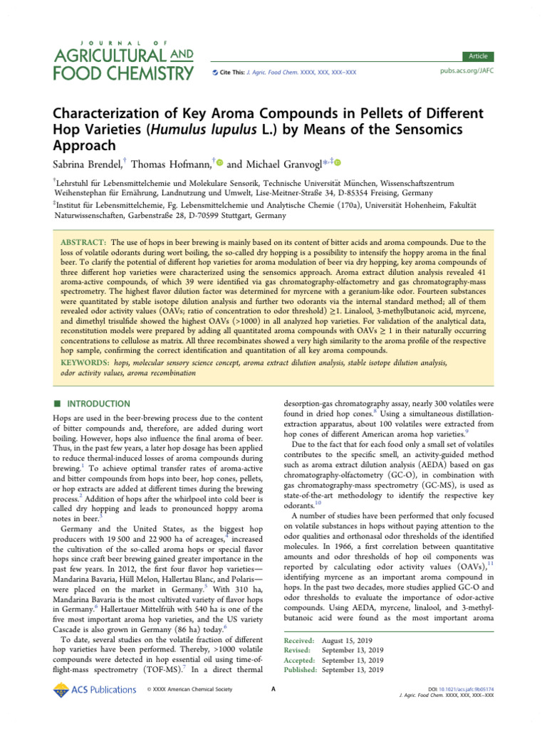 Characterization of Key Aroma Compounds in Pellets of Different | PDF ...