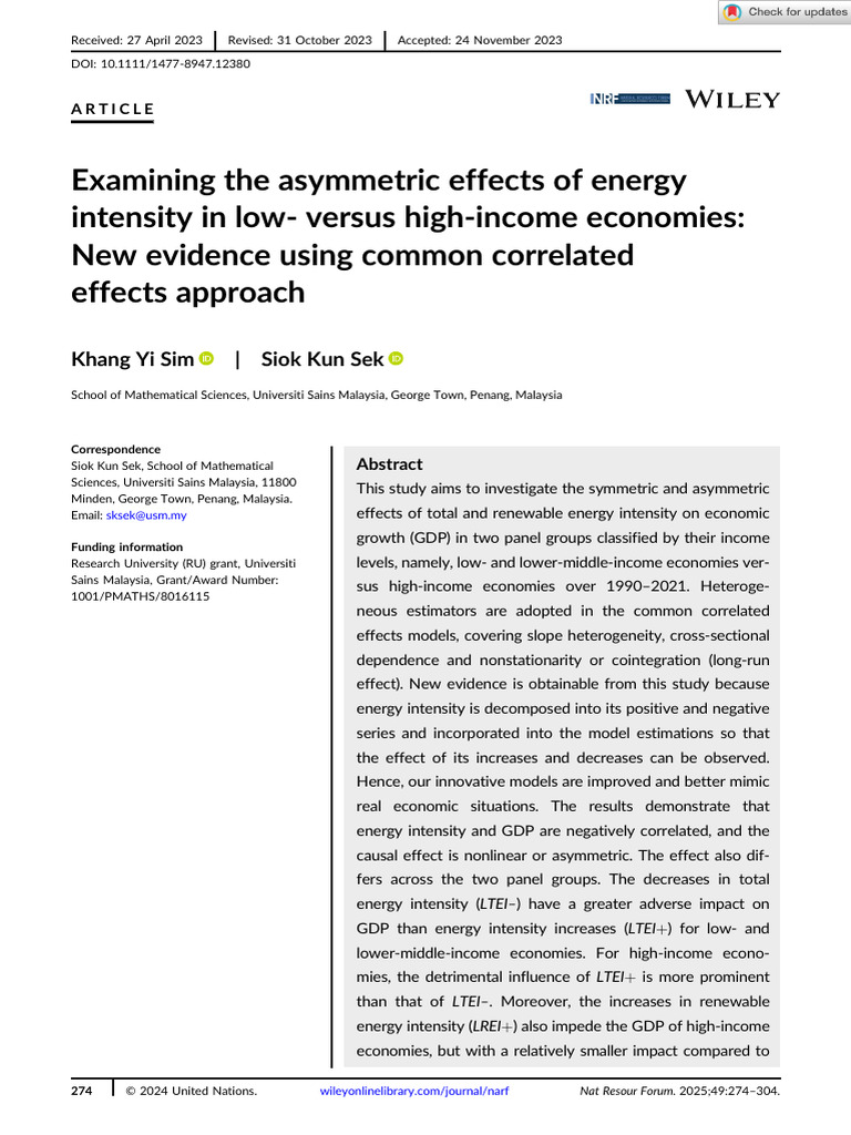 Natural Resources Forum - 2024 - Sim - Examining The Asymmetric Effects ...