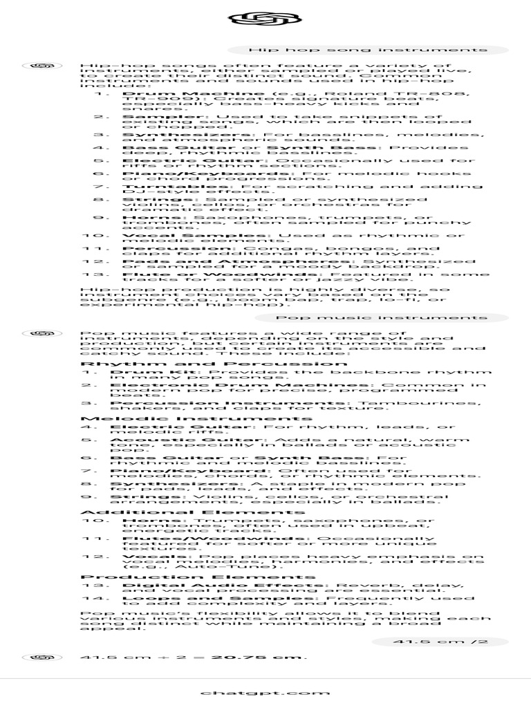 Hip Hop Instruments List | PDF