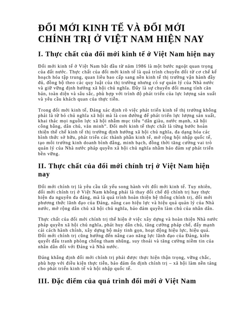 Doi Moi Kinh Te Chinh Tri (2) | PDF