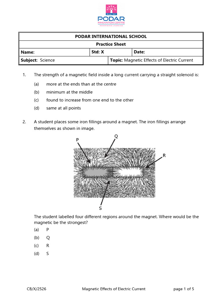 1763527577709.PS CB X Sci Magnetic Effects of Electric Current | PDF ...