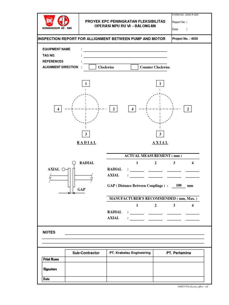 Pump and Motor Alignment Report | PDF