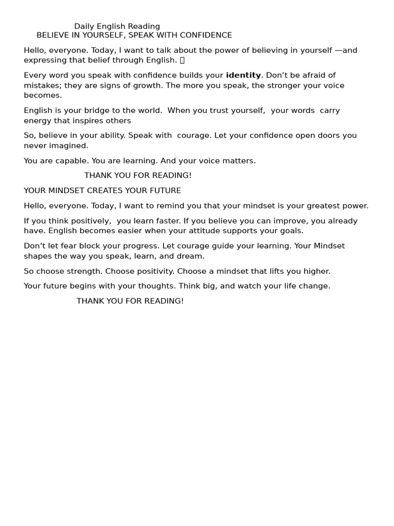Daily English Reading | PDF