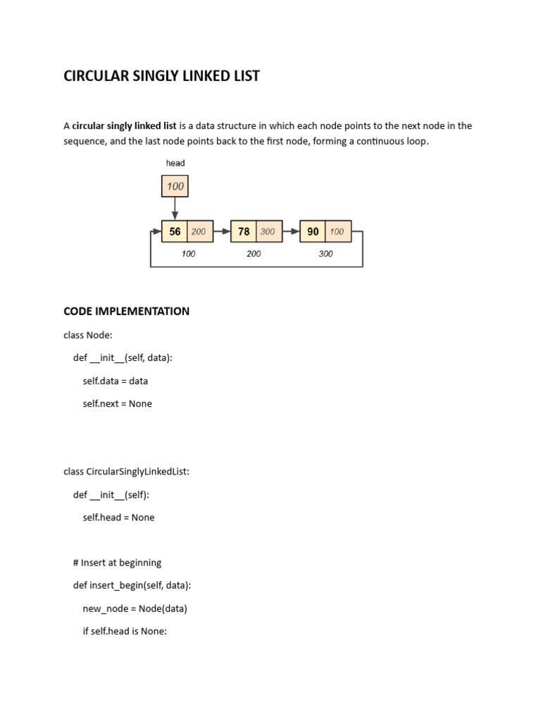 5.Circular Singly Linked List | PDF | Computer Data | Software Engineering