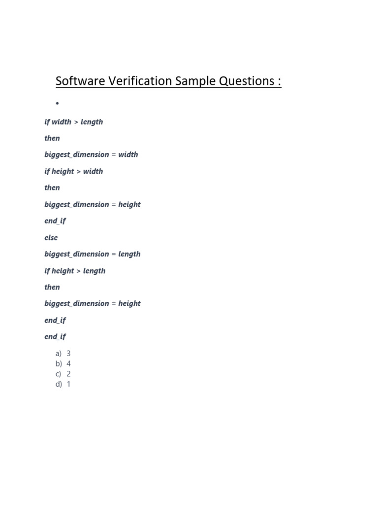 Software Verification Sample Questions (2) | PDF