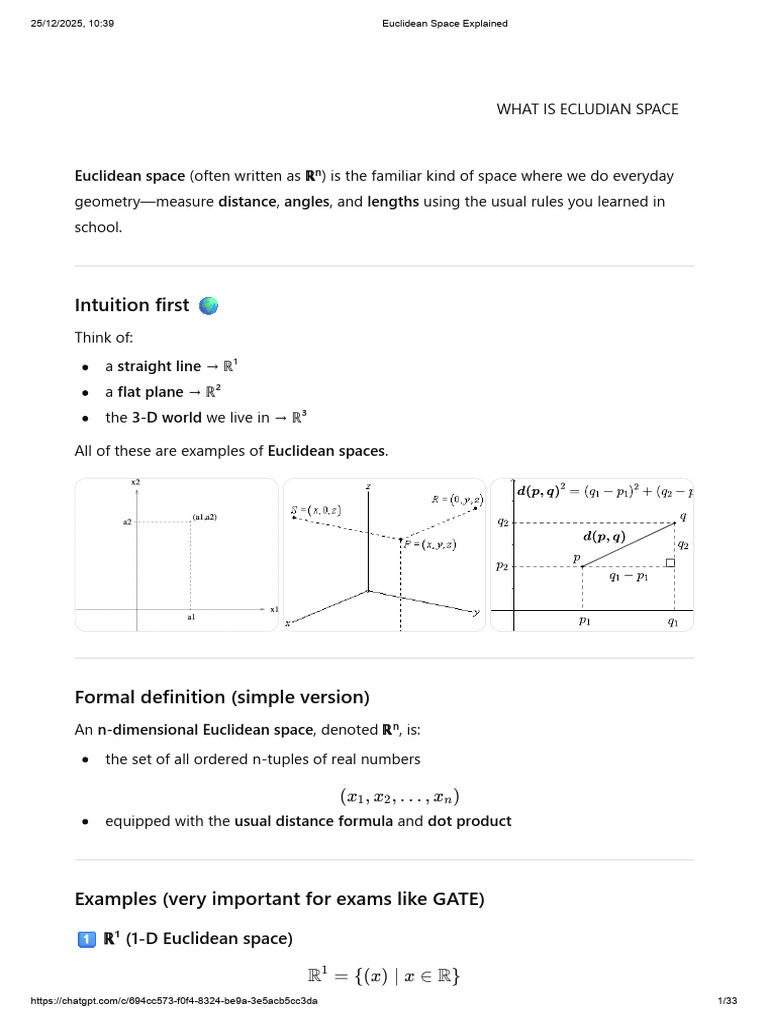 Understanding Euclidean Space Basics | PDF | Linear Map | Matrix ...