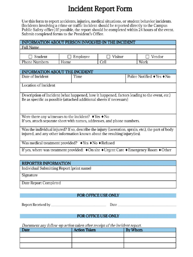 Incident Report Forms | PDF