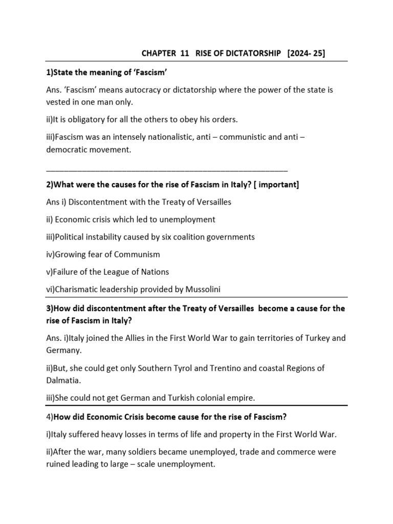 History Chapter-11 Rise of Dictatorships (1) | PDF | Fascism | Nazi Germany