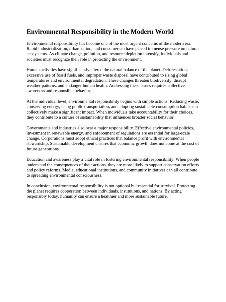 Modern Environmental Responsibility Guide | PDF