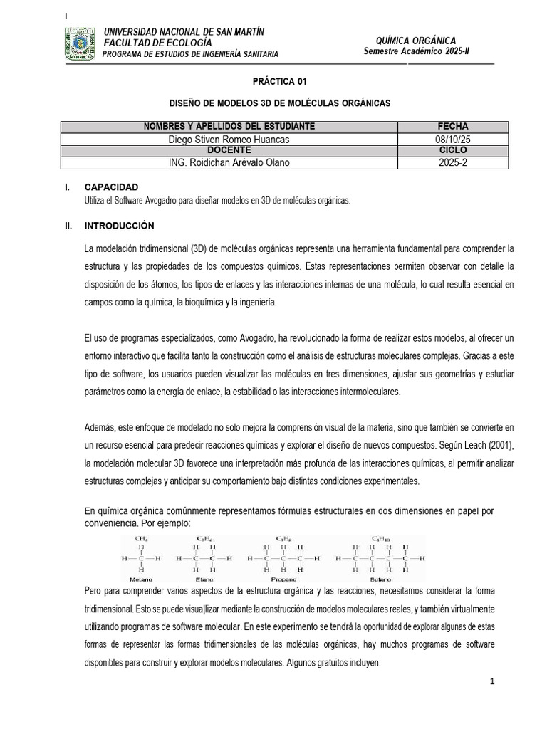 Practica 1 Avogadro Quimica Organica | PDF | Moléculas | Ácido carboxílico