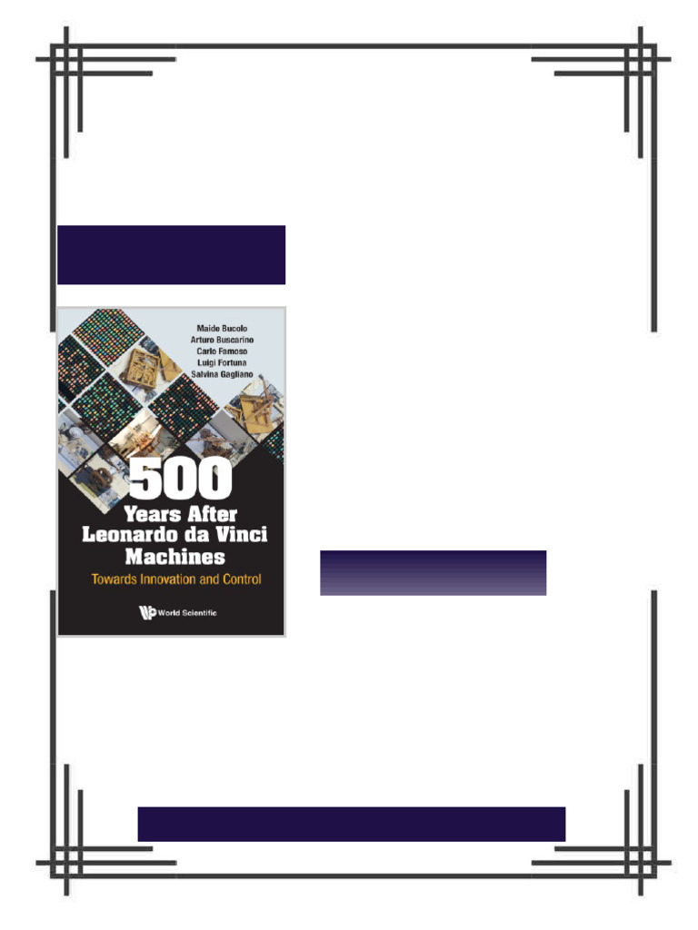 500 Years After Leonardo Da Vinci Machines Towards Innovation And Control Maide Bucolo eBook ...