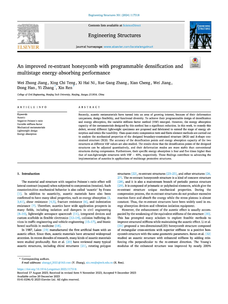 An Improved Re-Entrant Honeycomb With p.. (1) | PDF