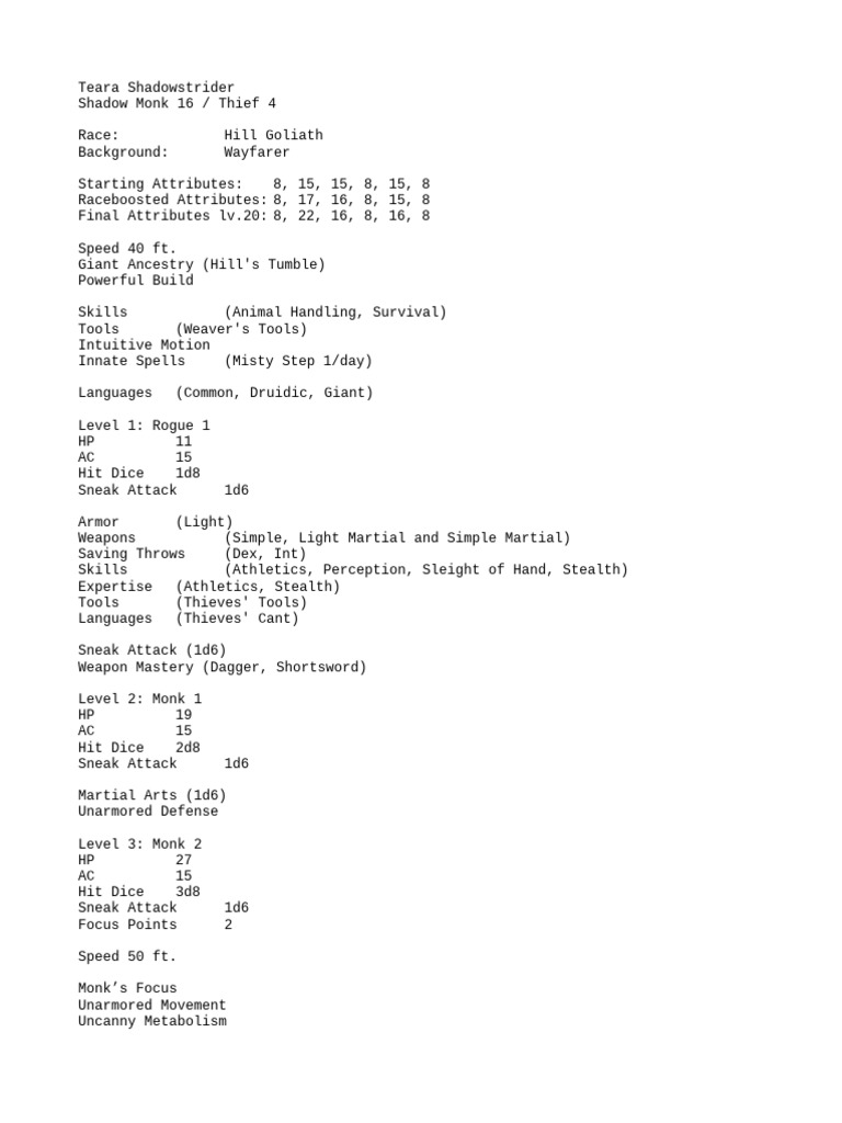 24 Teara Shadowstrider 20 Levels | PDF | Fantasy Role Playing Games ...