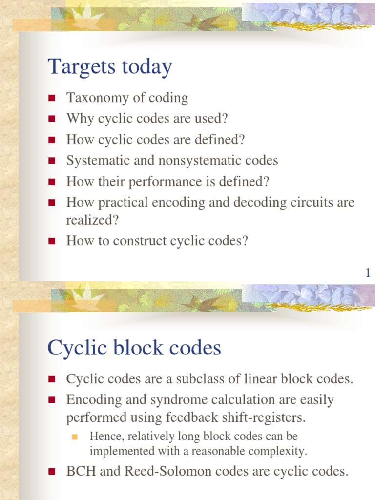 I2it Cyclic Block Codes Pdf Error Detection And Correction Polynomial