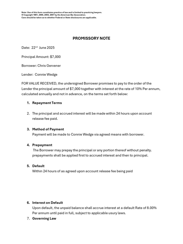 Texas Promissory Note Template | PDF | Interest | Promissory Note