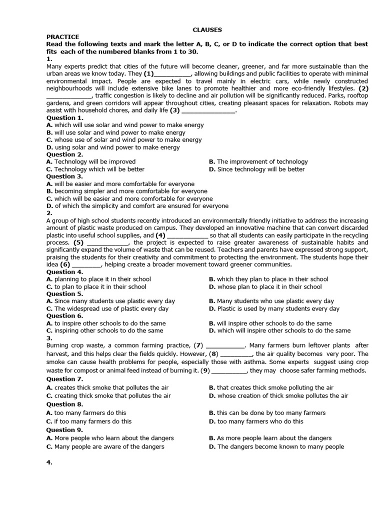 Clauses Unit 5.Docx (1) | PDF | Wind Power | Agriculture