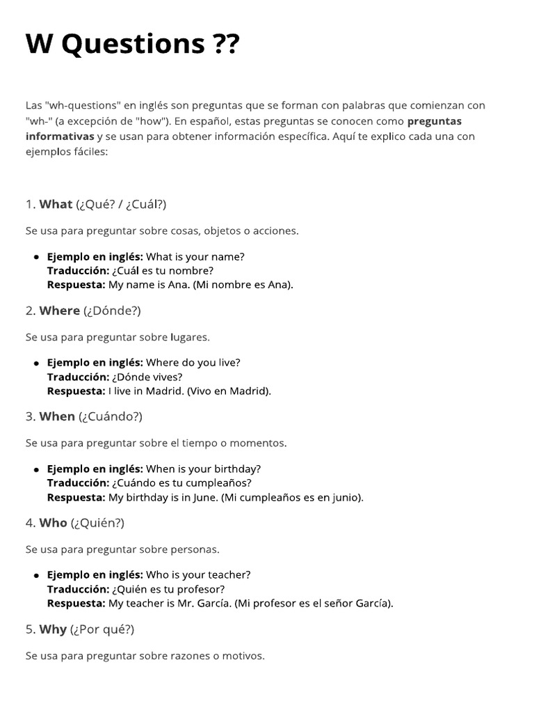 WH Questions | PDF