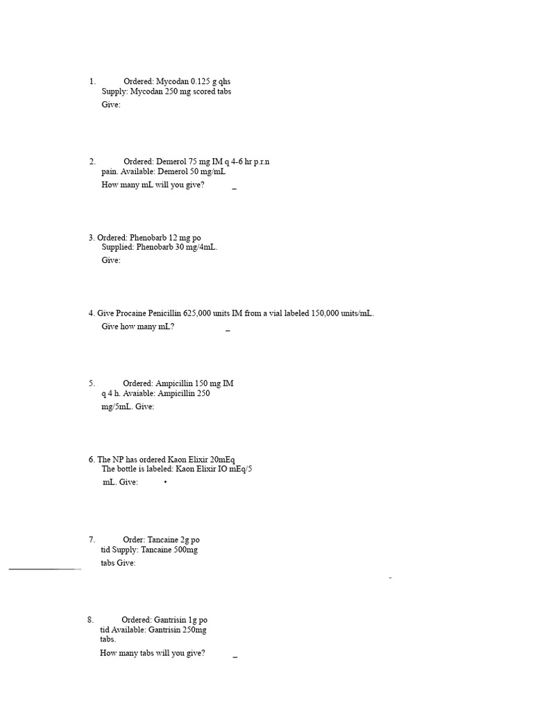 Practice Math 2 | PDF | Dose (Biochemistry) | Chemistry