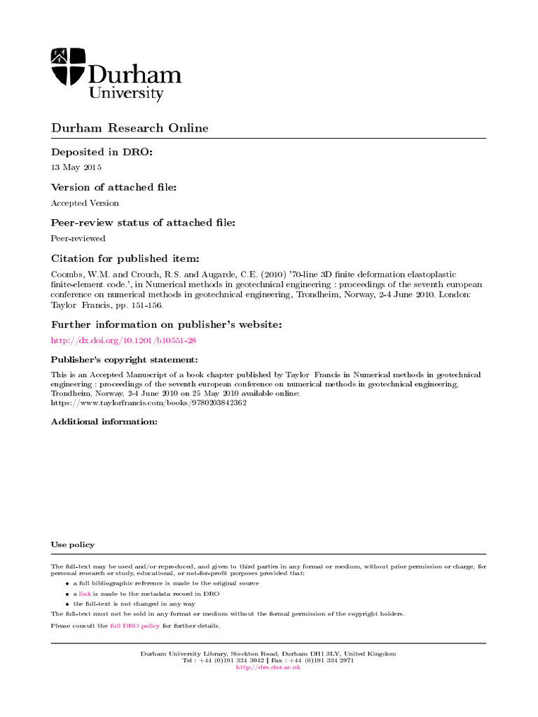 70 Line 3D Finite Deformation Elastoplas | PDF | Elasticity (Physics ...