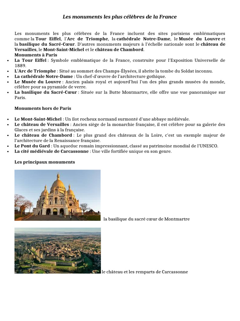 Monuments célèbres de France à découvrir | PDF