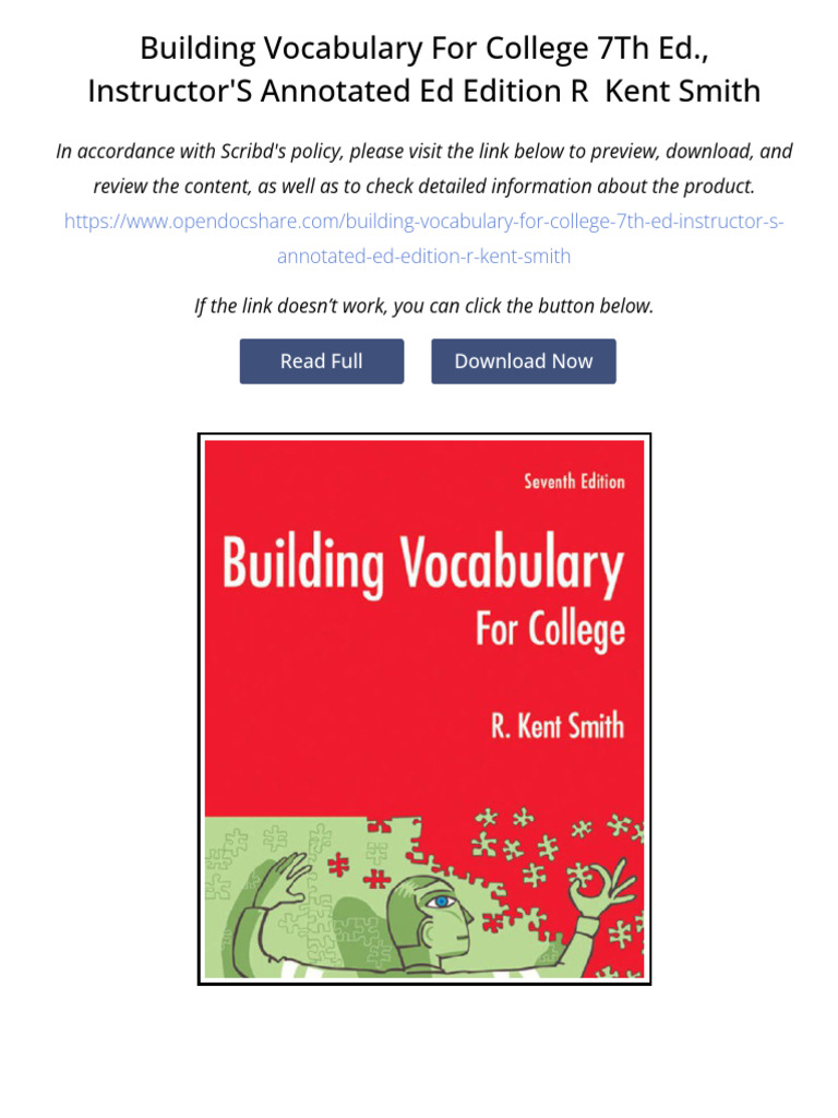Building vocabulary for college 7th ed., instructor's annotated ed ...
