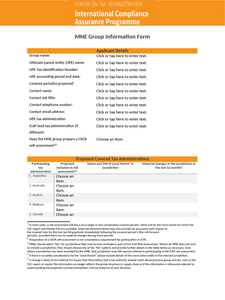 Icap Selection Package Mne Group Information Form | PDF
