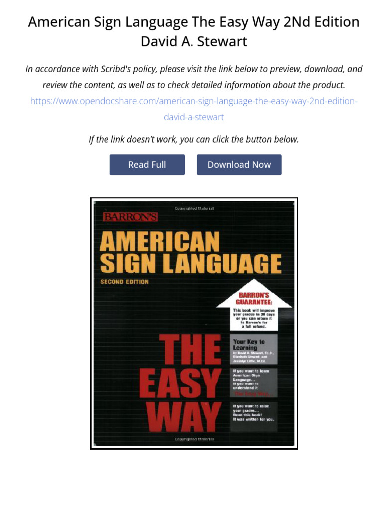 American Sign Language the Easy Way 2nd Edition David A. Stewart | PDF