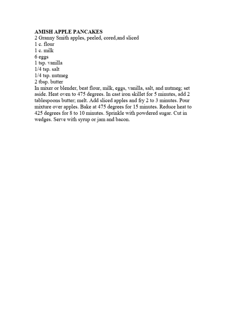 Amish Apple Pancakes Recipe | PDF