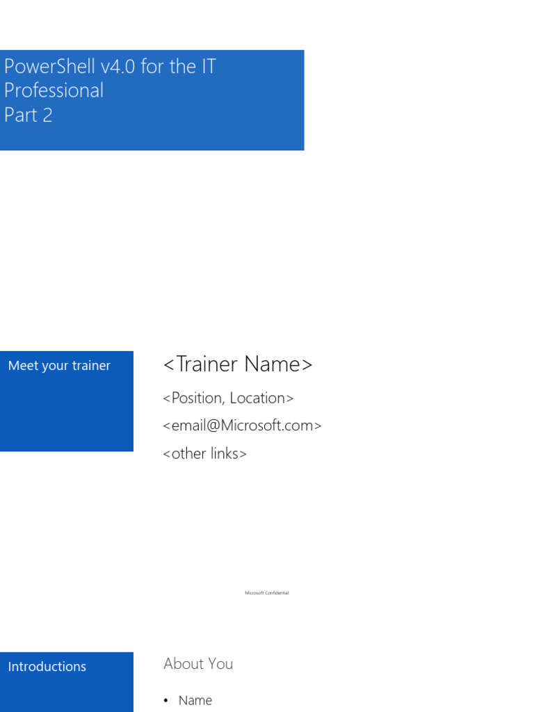 PowerShell v4.0 Training Agenda | PDF | Computing | Software