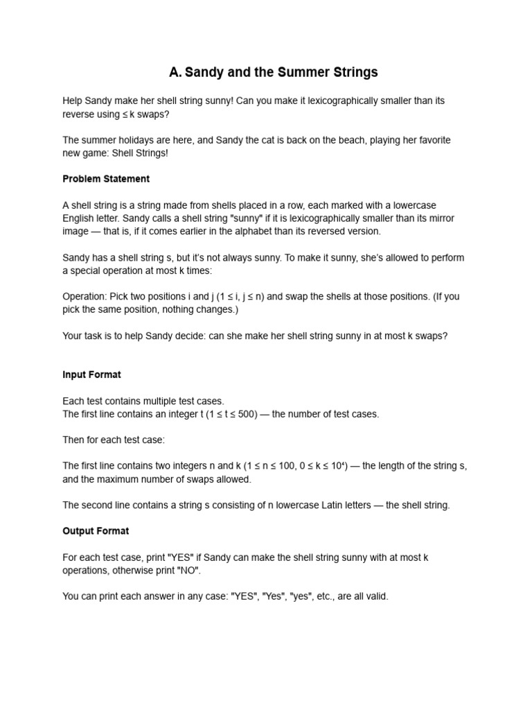 Open Contest 2 Problems | PDF | String (Computer Science)