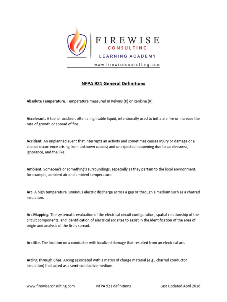 NFPA 921 General Definitions 7 | PDF | Combustion | Fires