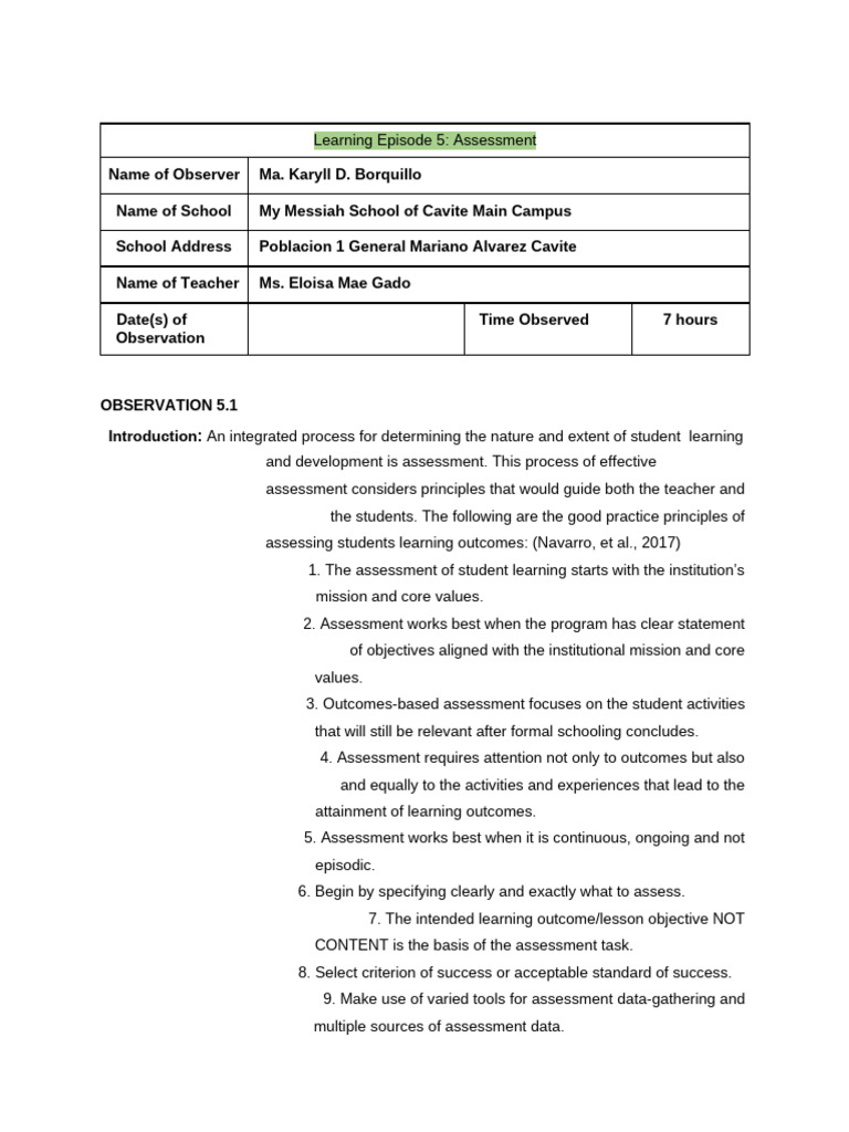 Principles of Effective Student Assessment | PDF | Educational ...