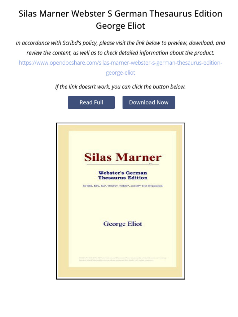 Silas Marner Webster s German Thesaurus Edition George Eliot | PDF ...