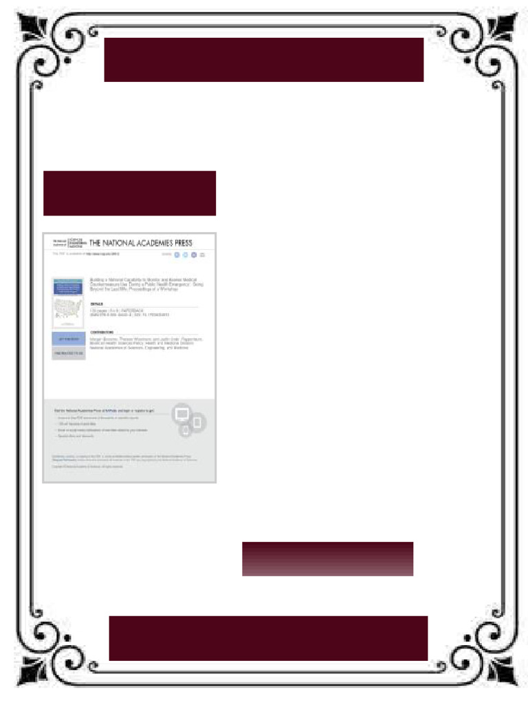 Building a National Capability to Monitor and Assess Medical ...