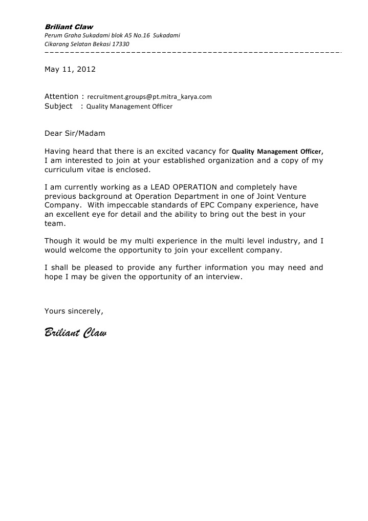 Aplication Letter | PDF | Career & Growth