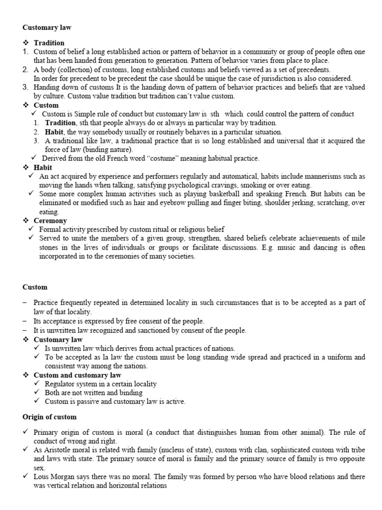 Customary Law1 | PDF | International Law | Habits
