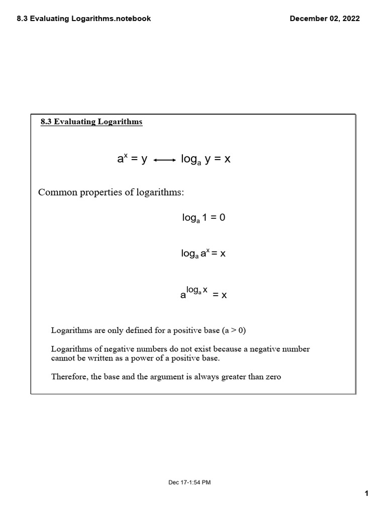 Evaluating Logarithms: Key Concepts | PDF