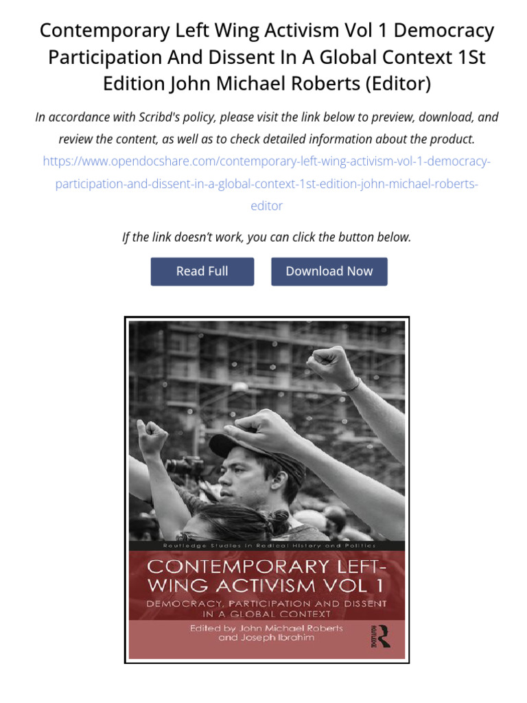 Contemporary Left Wing Activism Vol 1 Democracy Participation and ...